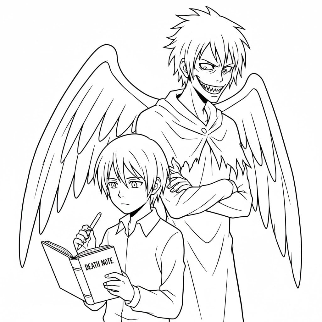 ภาพระบายสีเดธโน้ตสำหรับเด็ก. ดาวน์โหลด พิมพ์ หรือระบายสีออนไลน์ได้ฟรี